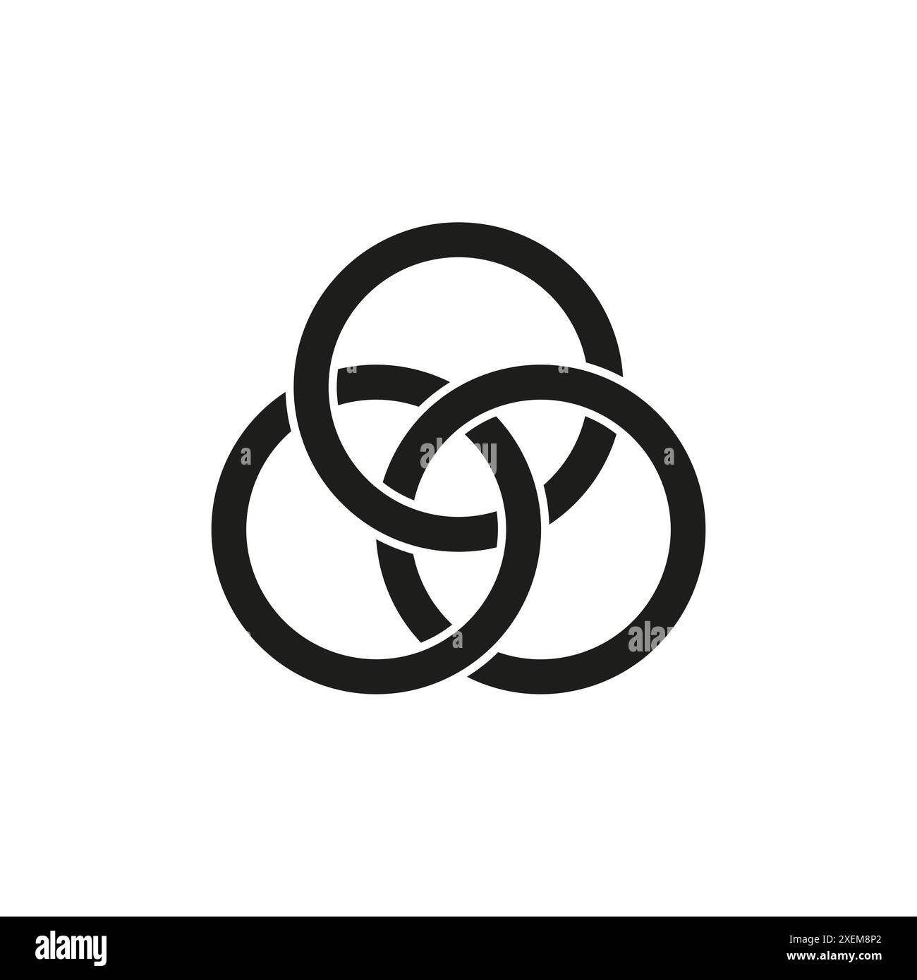 Interlocking rings icon. Abstract black circles. Geometric vector design. Simple symbolic shape ...