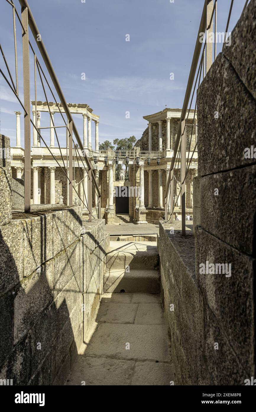 Panoramic view of the ancient Roman theatre in Merida, Spain ...