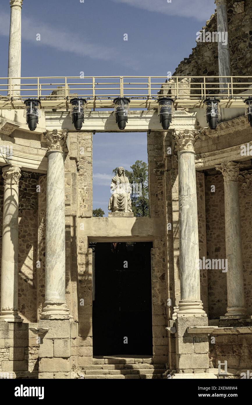 Panoramic view of the ancient Roman theatre in Merida, Spain ...