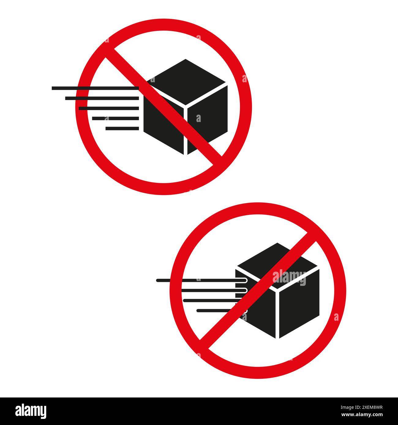 No delivery icon set. Prohibited shipping symbols. Red prohibition sign ...
