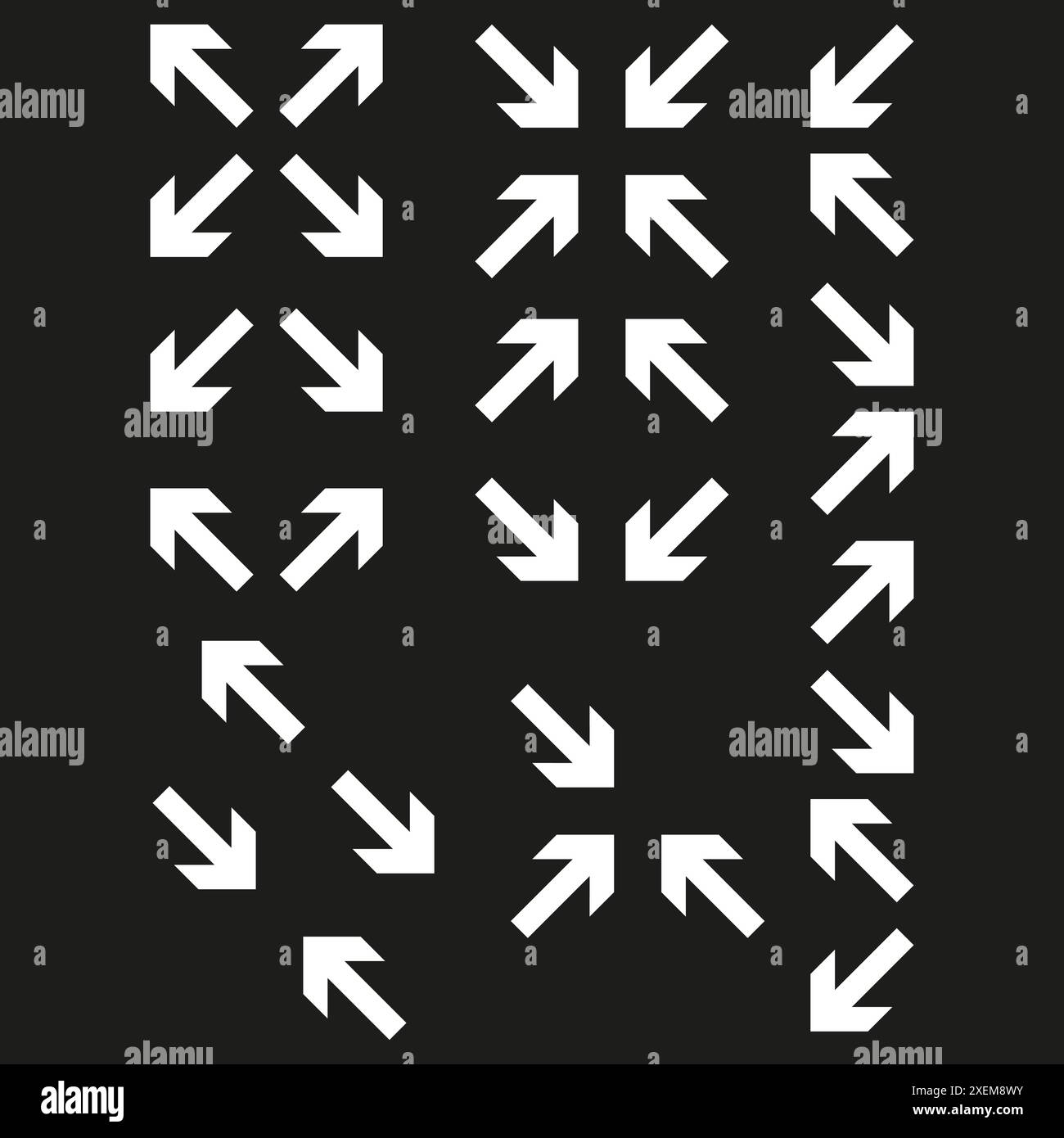 Arrow icons pattern. Directional arrows set. Black background contrast ...