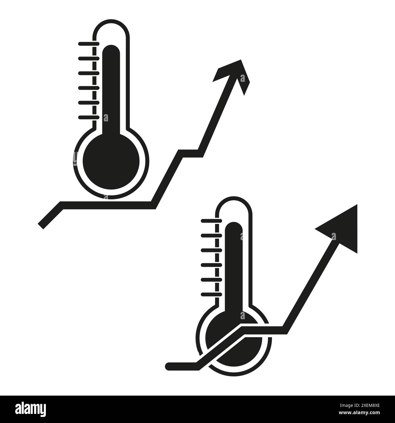 Temperature rise icon. Thermometer and arrow. Climate change vector ...