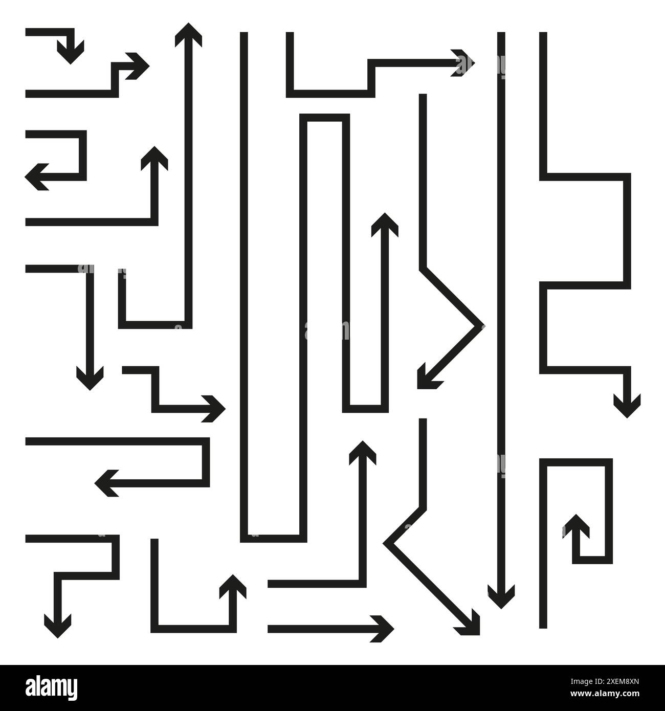 Abstract arrow maze. Directional path pattern. Vector geometric ...