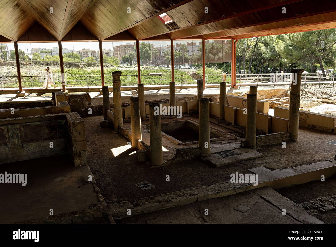 Ancient Roman villa remains with preserved columns and structures in ...
