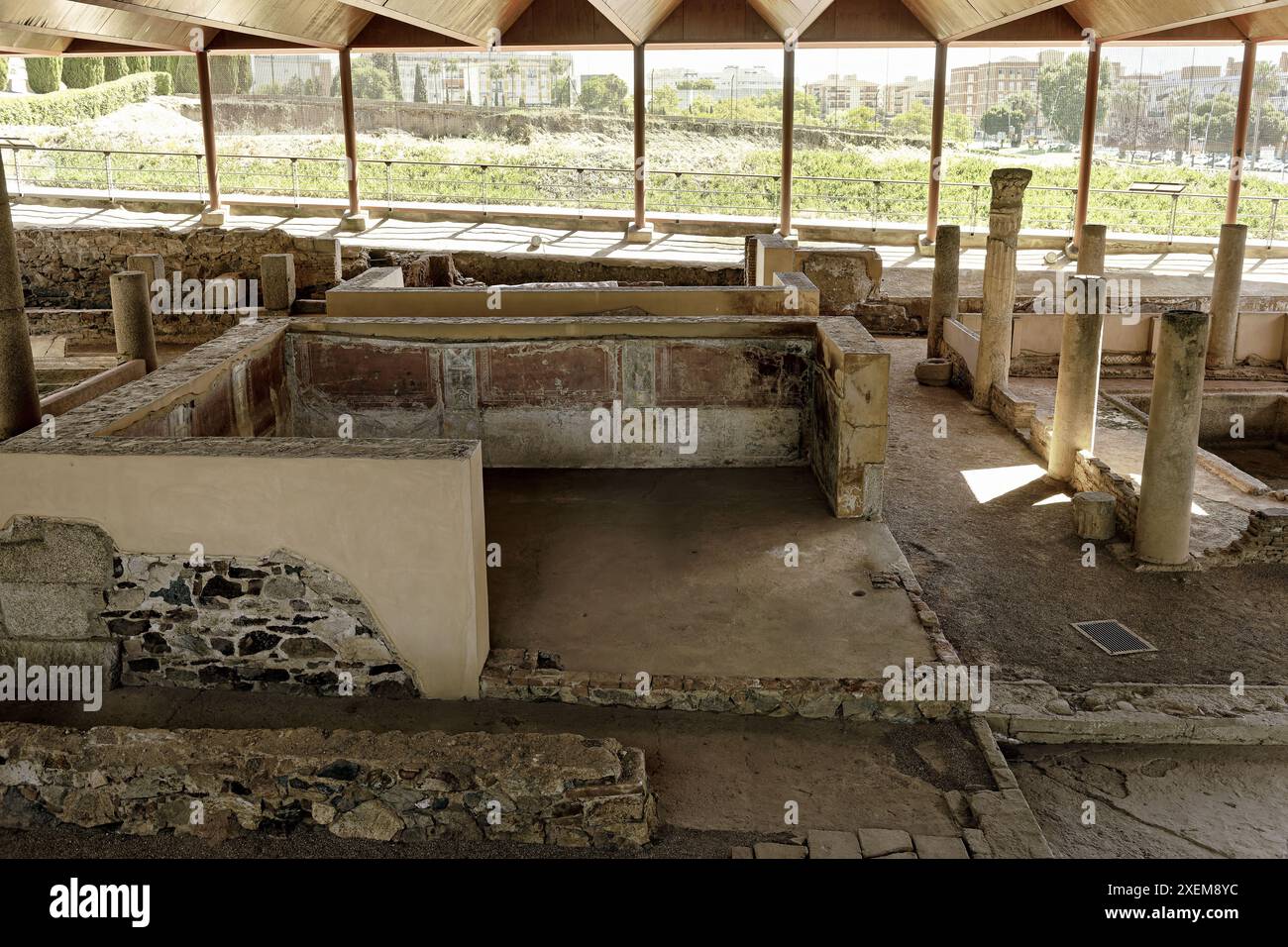 Ancient Roman villa remains with preserved columns and structures in ...