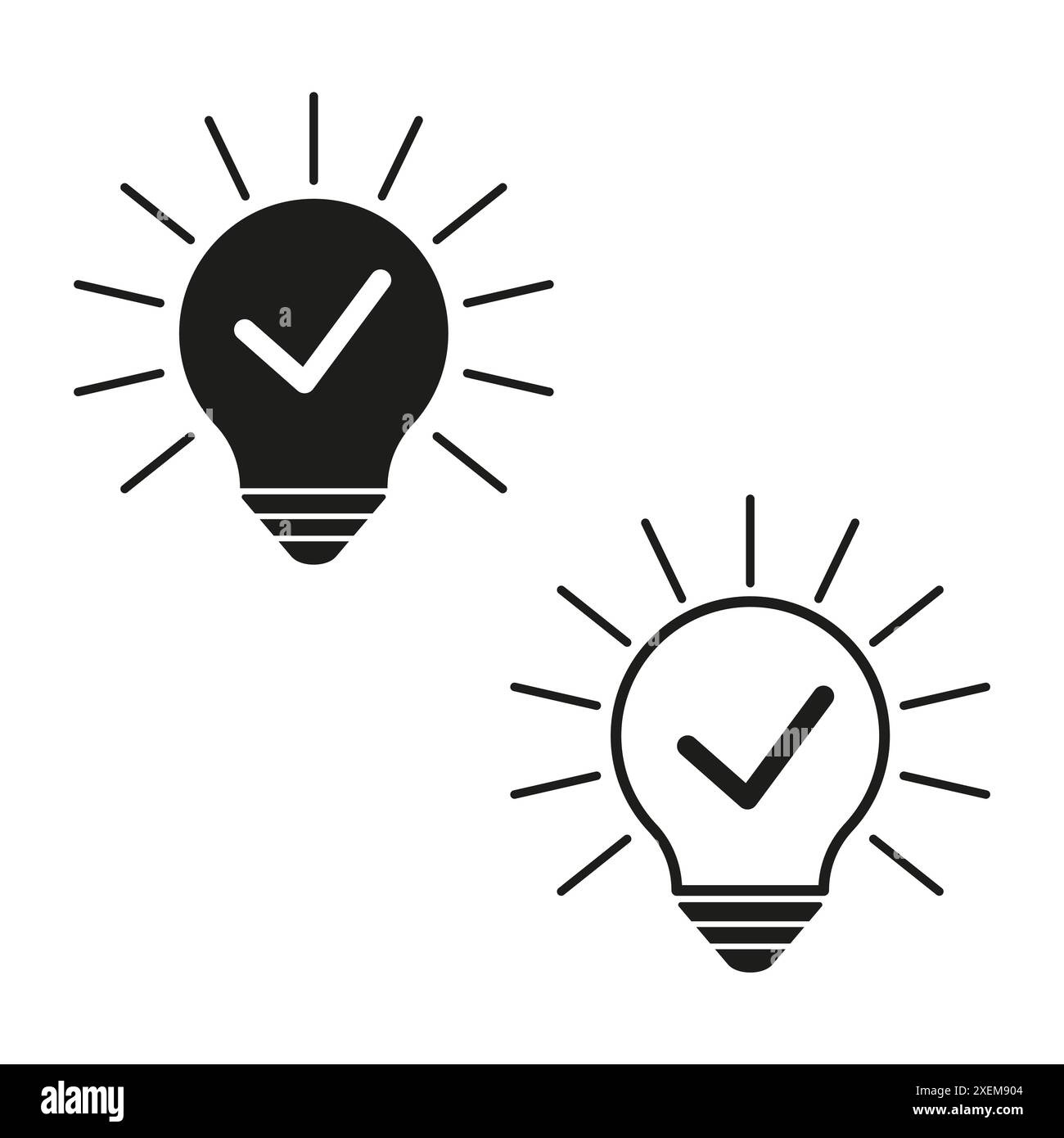 Lightbulb check mark icon. Idea confirmation symbol. Vector graphic illustration Stock Vector ...