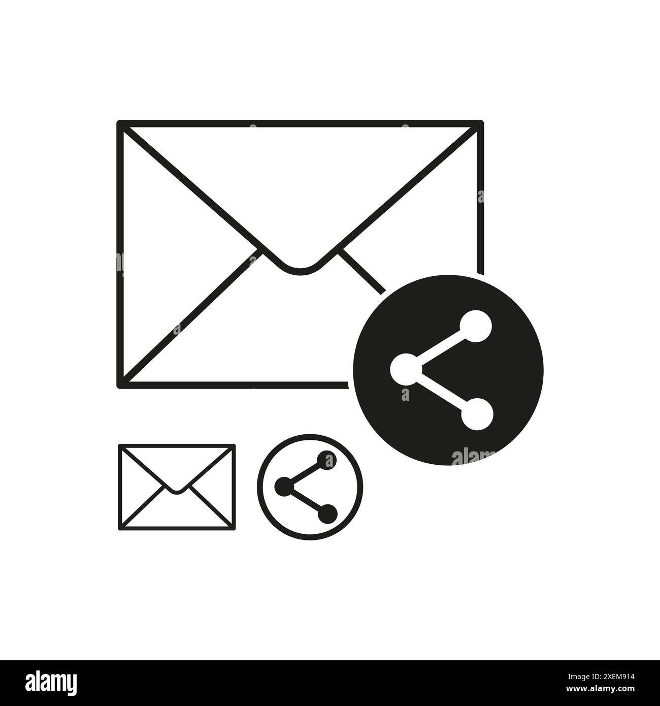 Email and Share Icons. Communication and Social Media Symbols. Vector ...