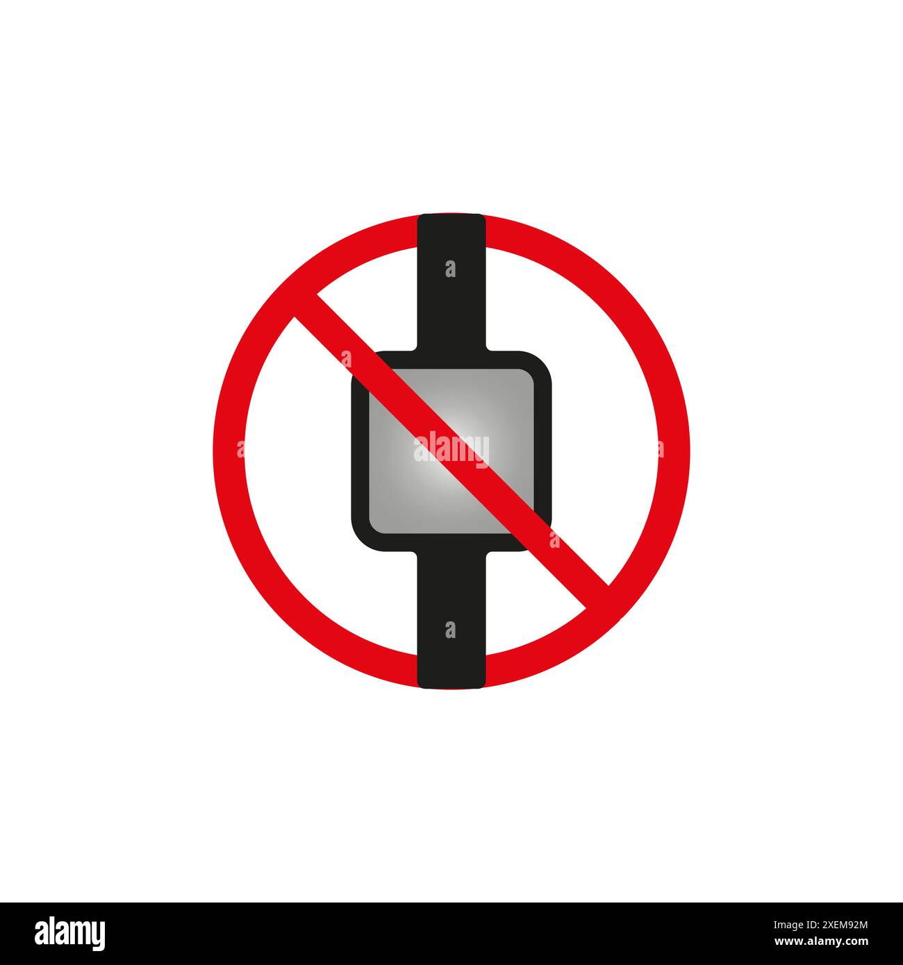 No smartwatches allowed. Red prohibition sign. Vector illustration ...