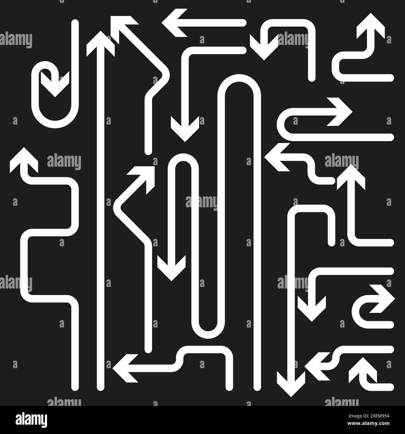 Abstract arrow pattern. White arrows maze. Black background design ...