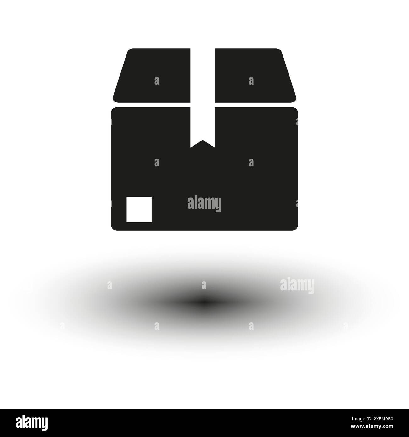 Package icon vector. Black and white. Box with shadow. Simple shipping ...