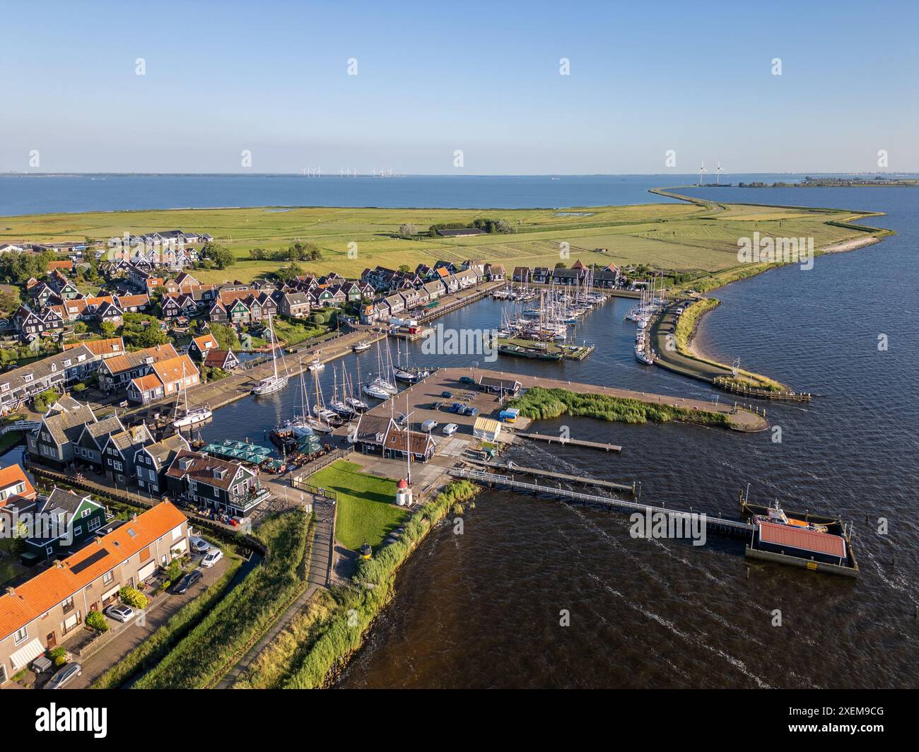 Aerial drone photo of the small island and town with a harbour in ...