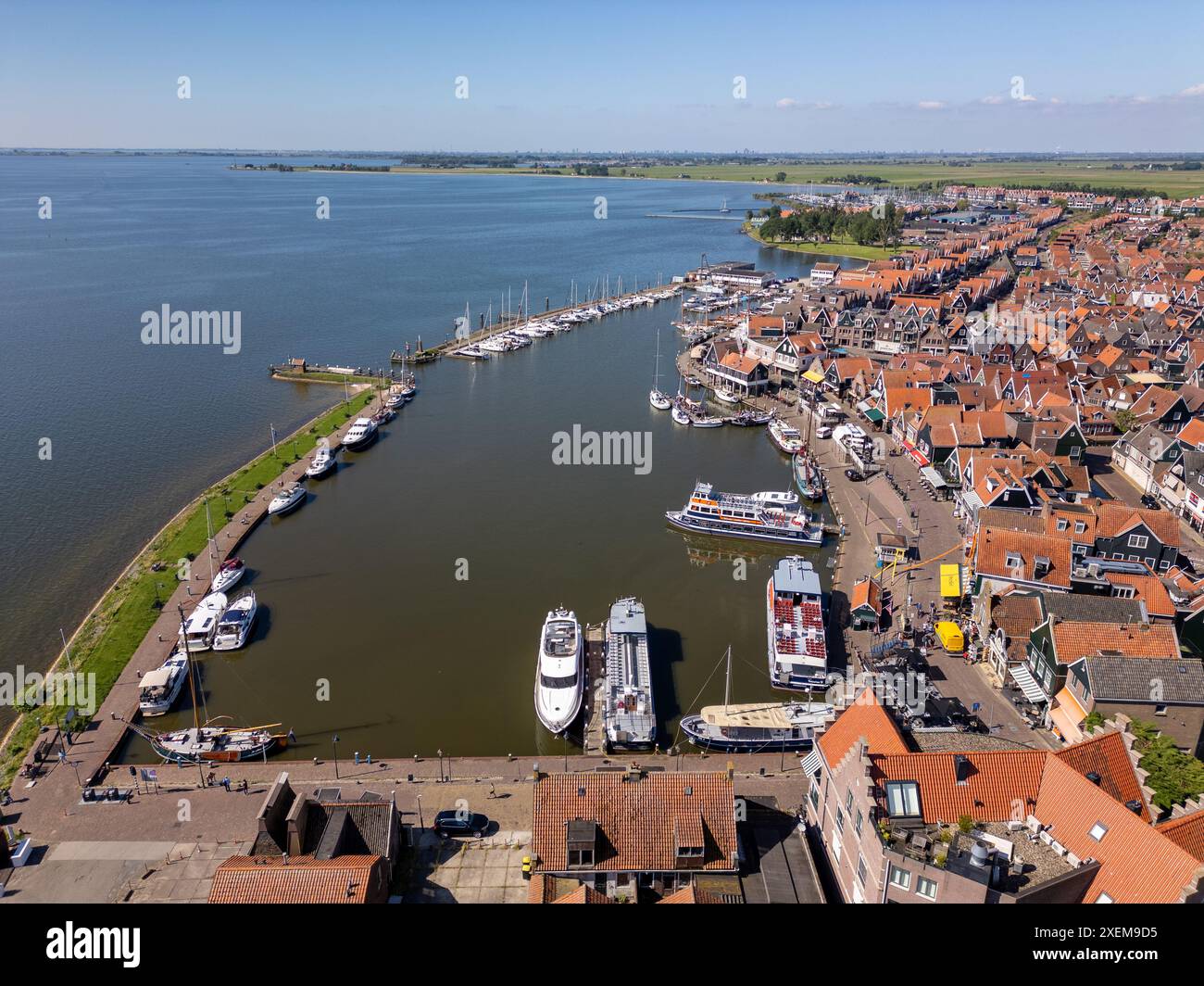 Aerial drone photo of the dutch town named Volendam with a small ...