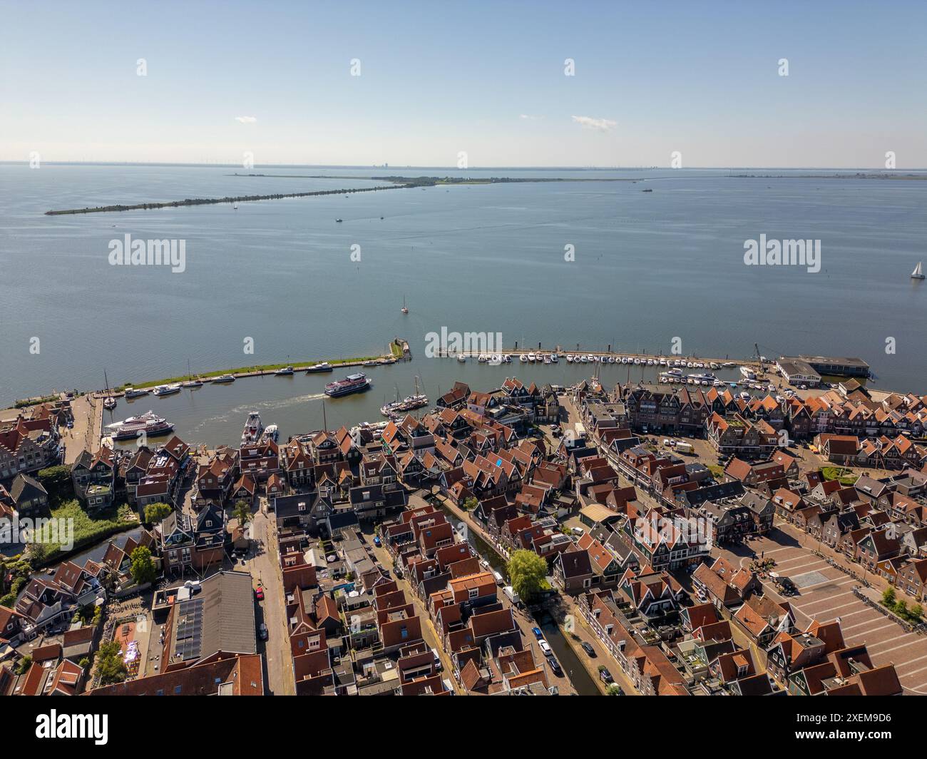 Aerial drone photo of the dutch town named Volendam with a small ...