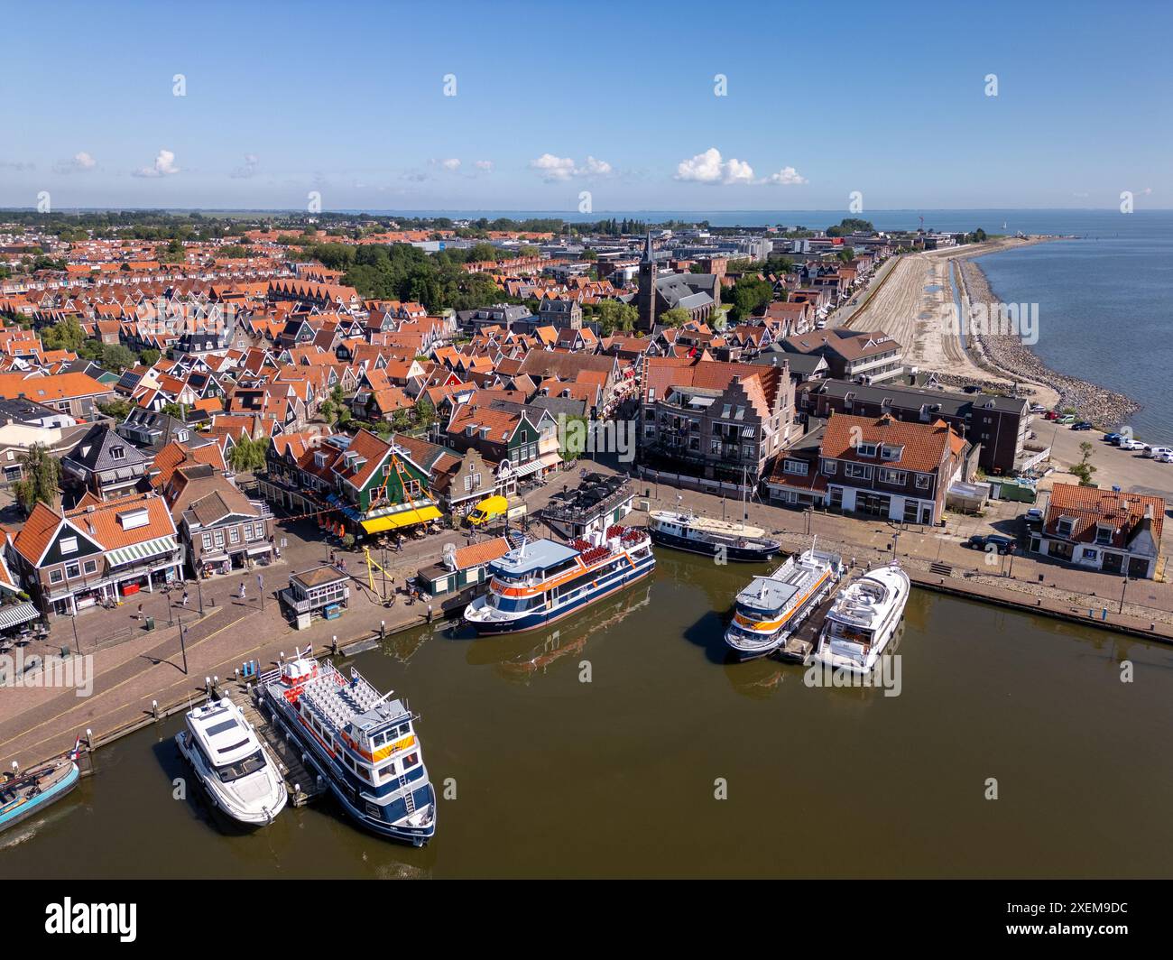 Aerial drone photo of the dutch town named Volendam with a small ...