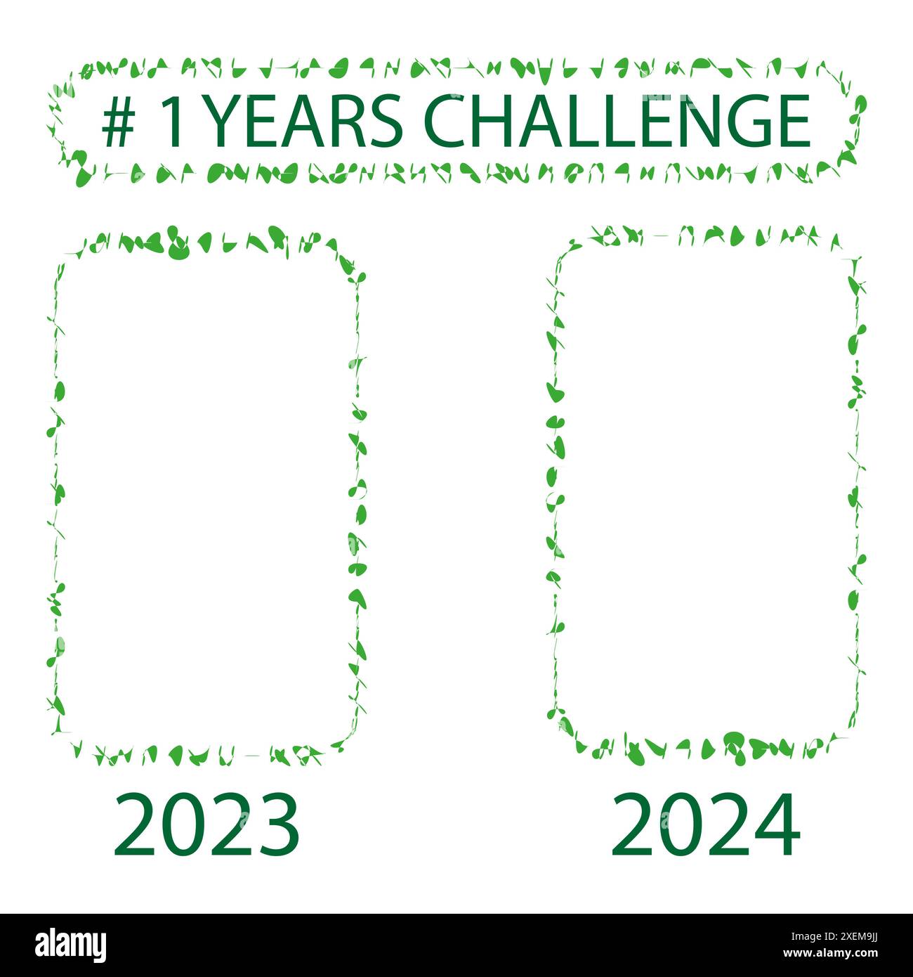 1 Years Challenge frame. Vine leaf border design. Vector graphic ...