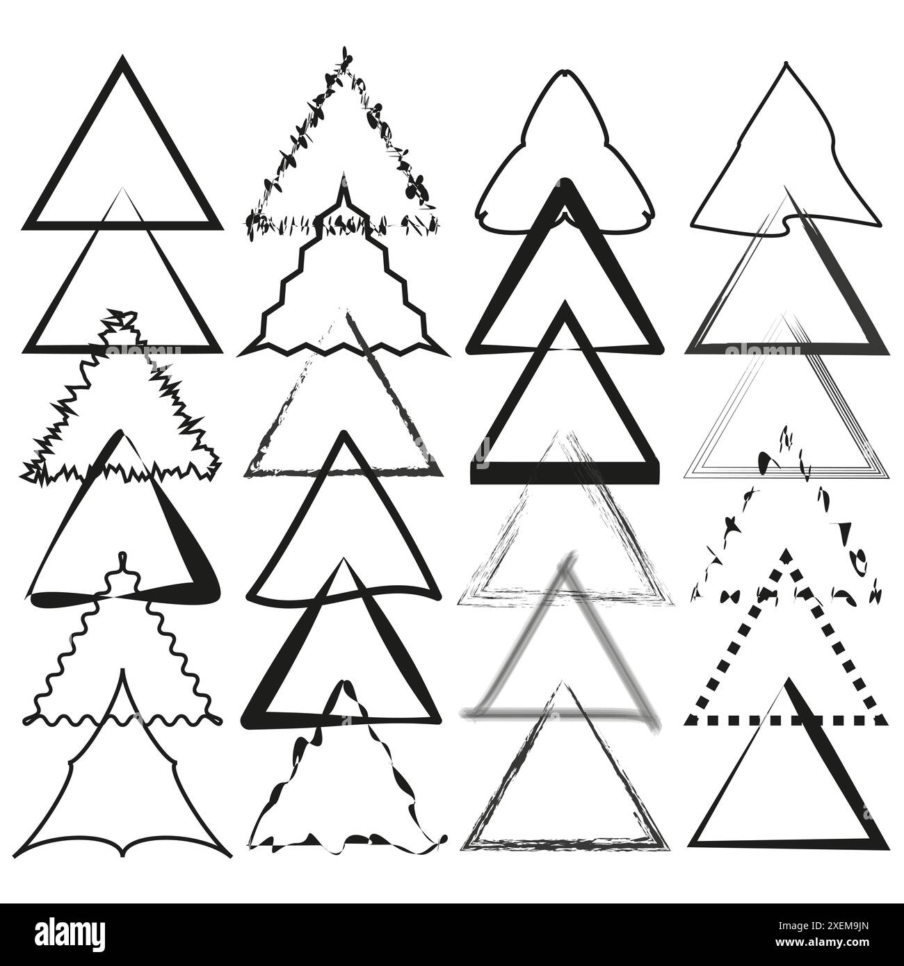Abstract triangles vector. Black and white. Various outline designs ...