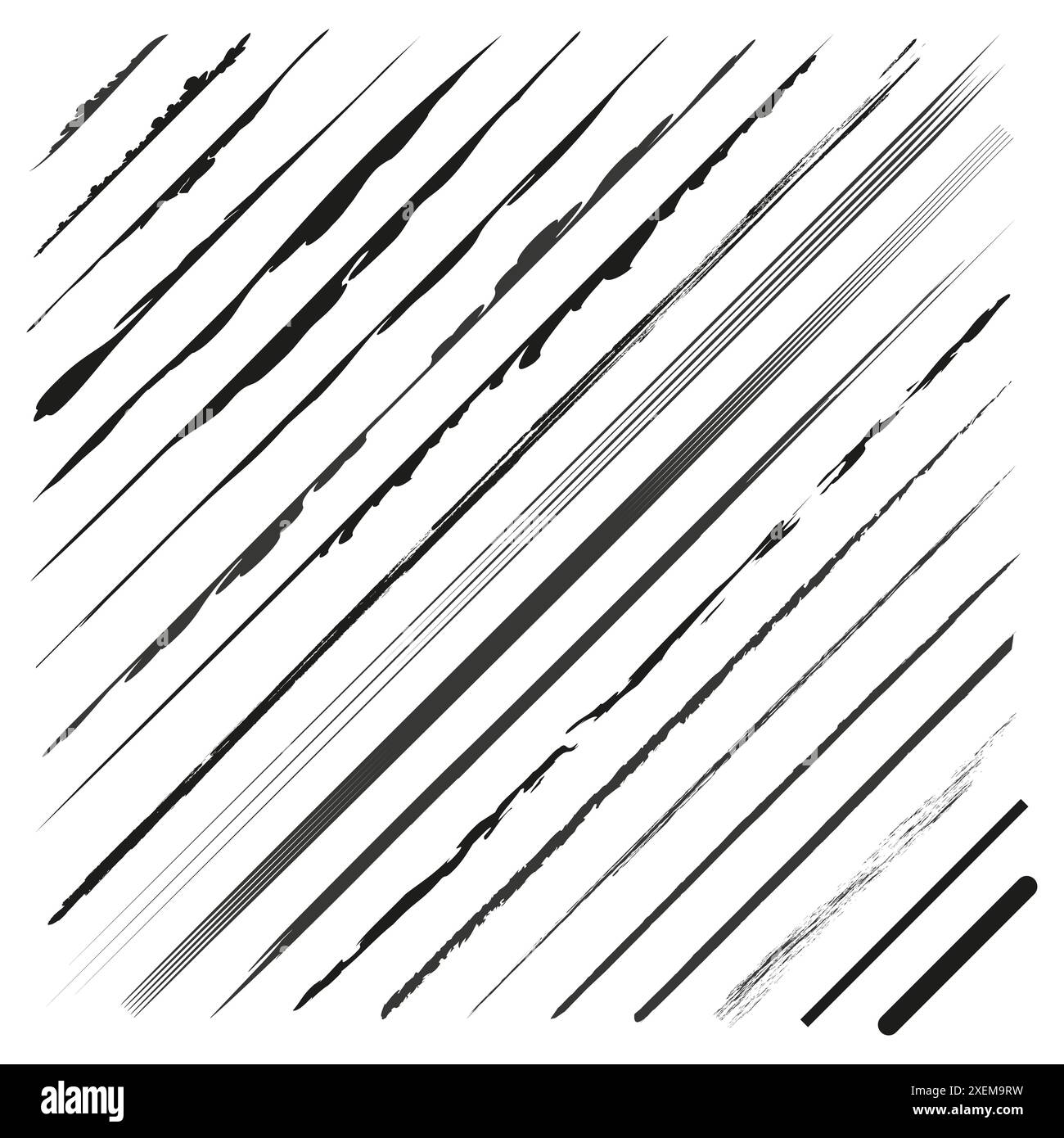 Grunge lines vector. Black ink strokes. Various diagonal patterns ...