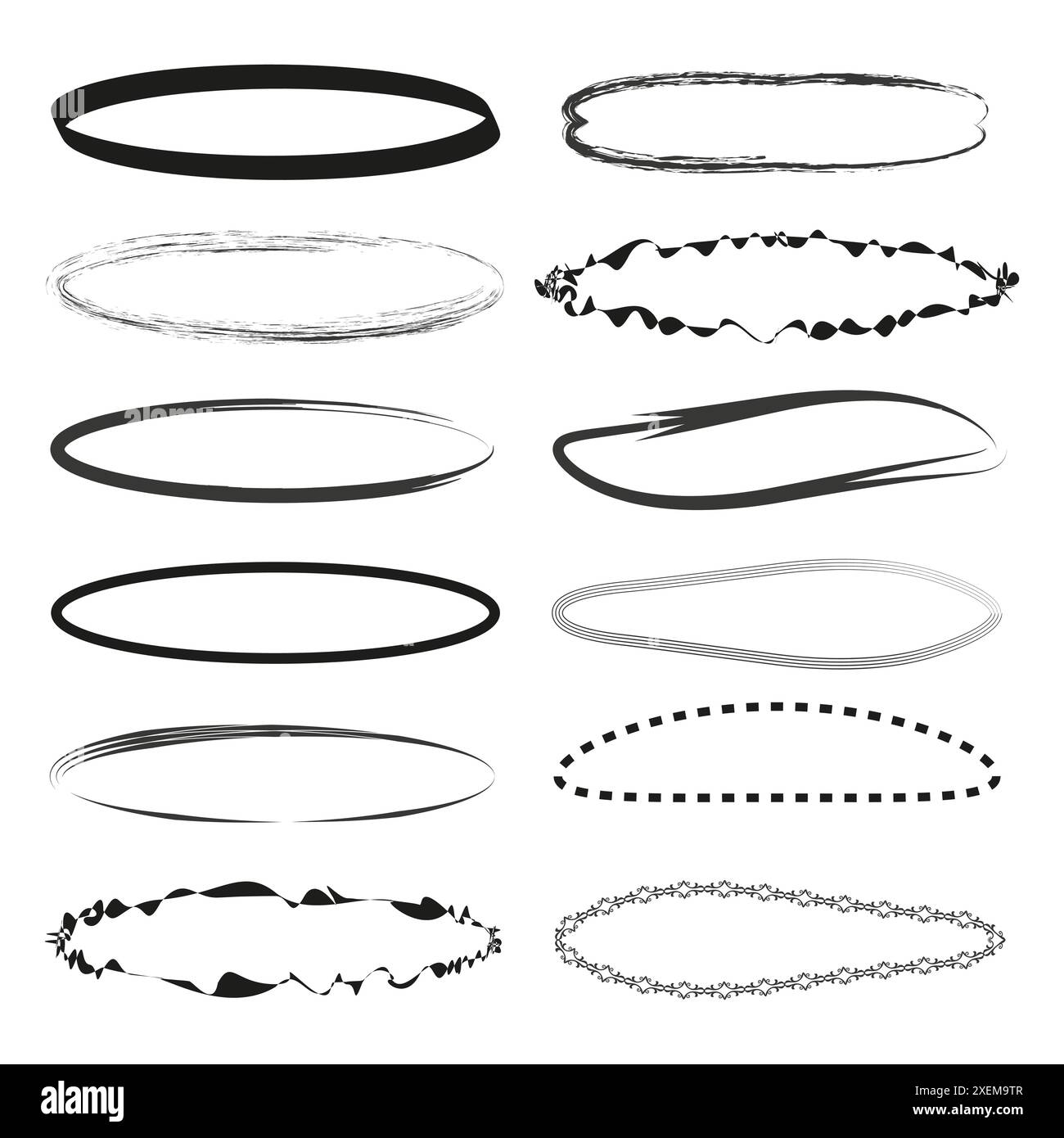 Abstract oval frames. Black and white. Various styles. Vector graphic ...