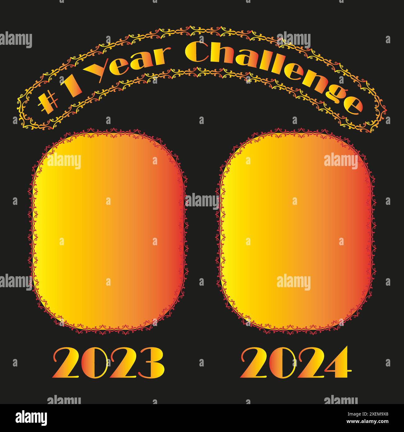 1 Year Challenge. Gradient frame design. Yearly comparison template ...