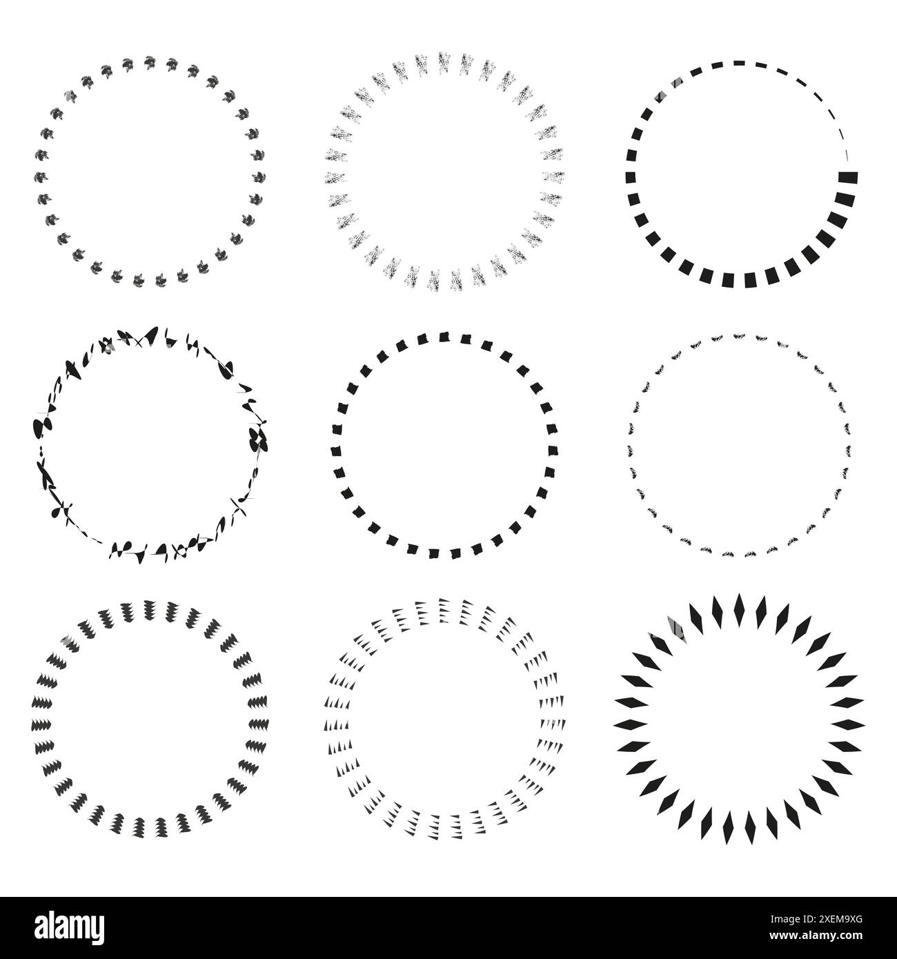Circular border set. Black vector designs. Decorative round frames ...
