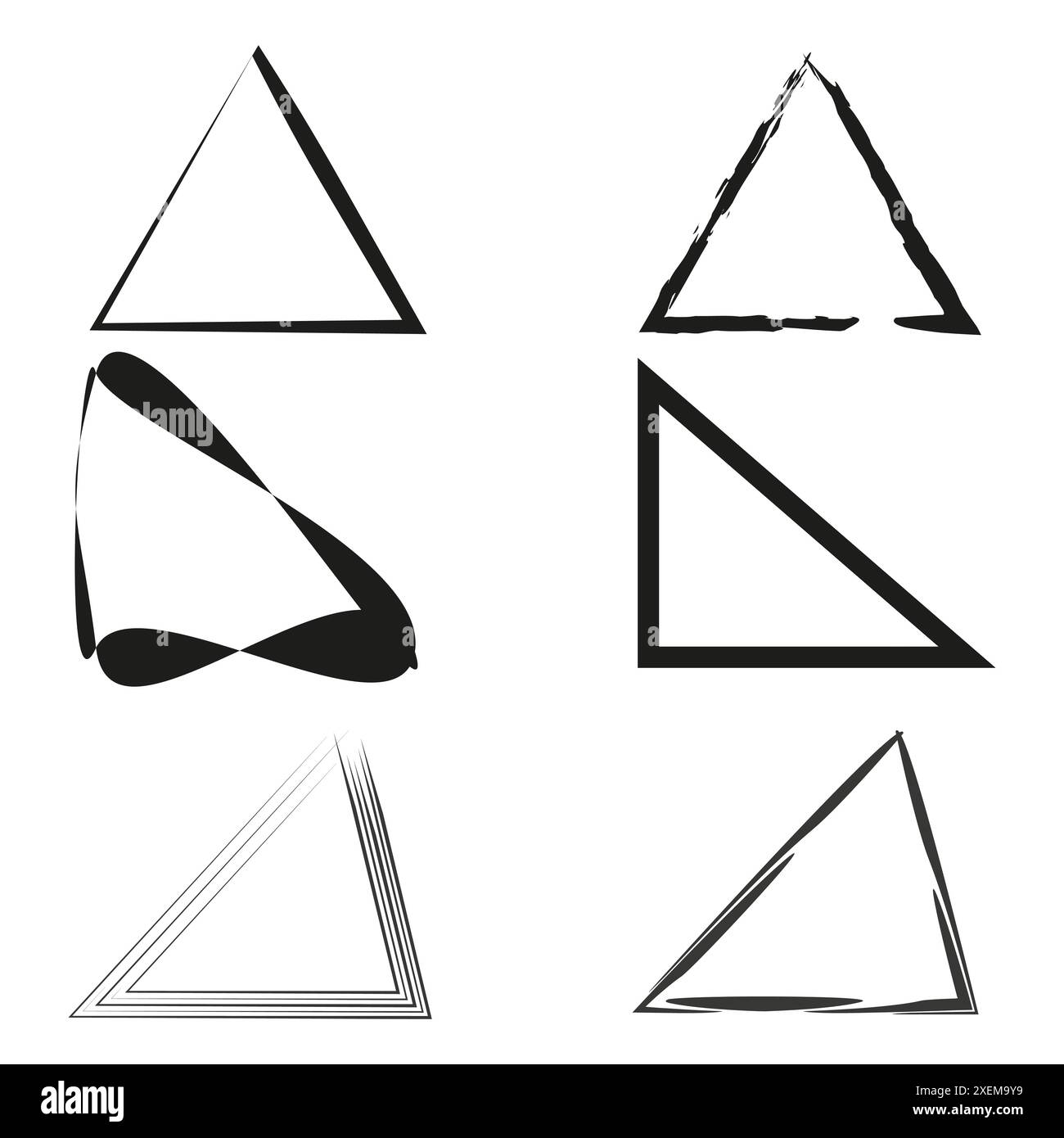 Triangle shape set. Geometric design vector. Six unique styles. Black ...
