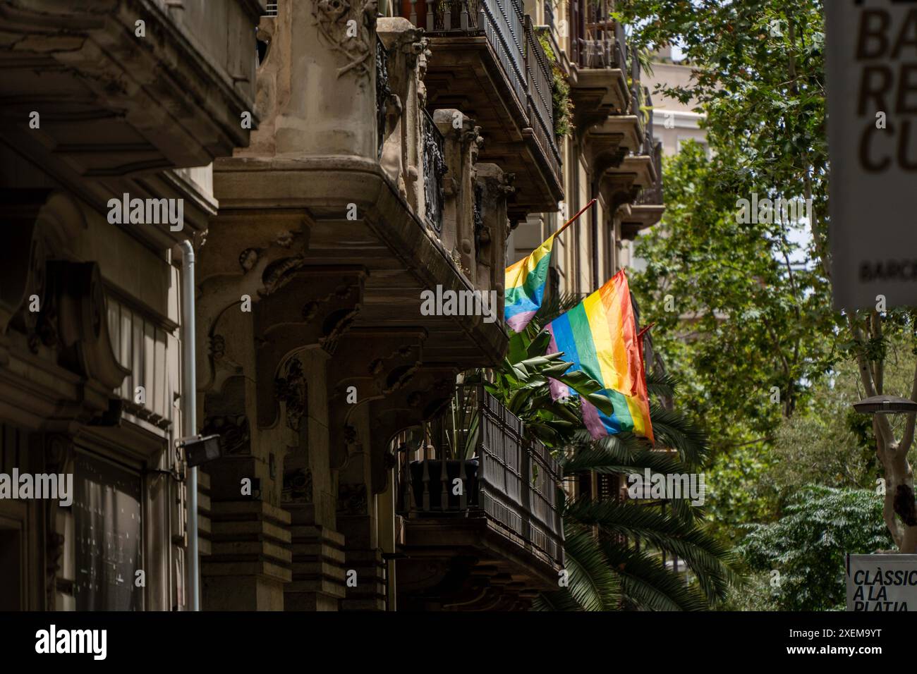 Barcelona, Spain. 28th June, 2024. Barcelona is adorned with the colors ...