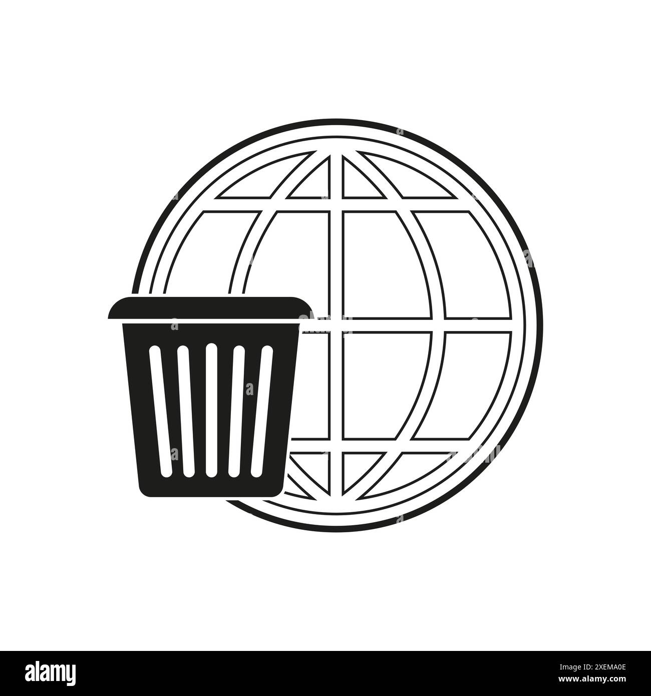Global trash icon. Earth globe symbol. Waste management detail. Vector ...