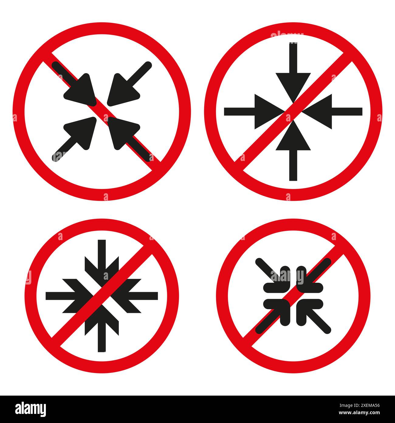 Prohibition arrow icons. Red circle symbols. No entry signs vector ...