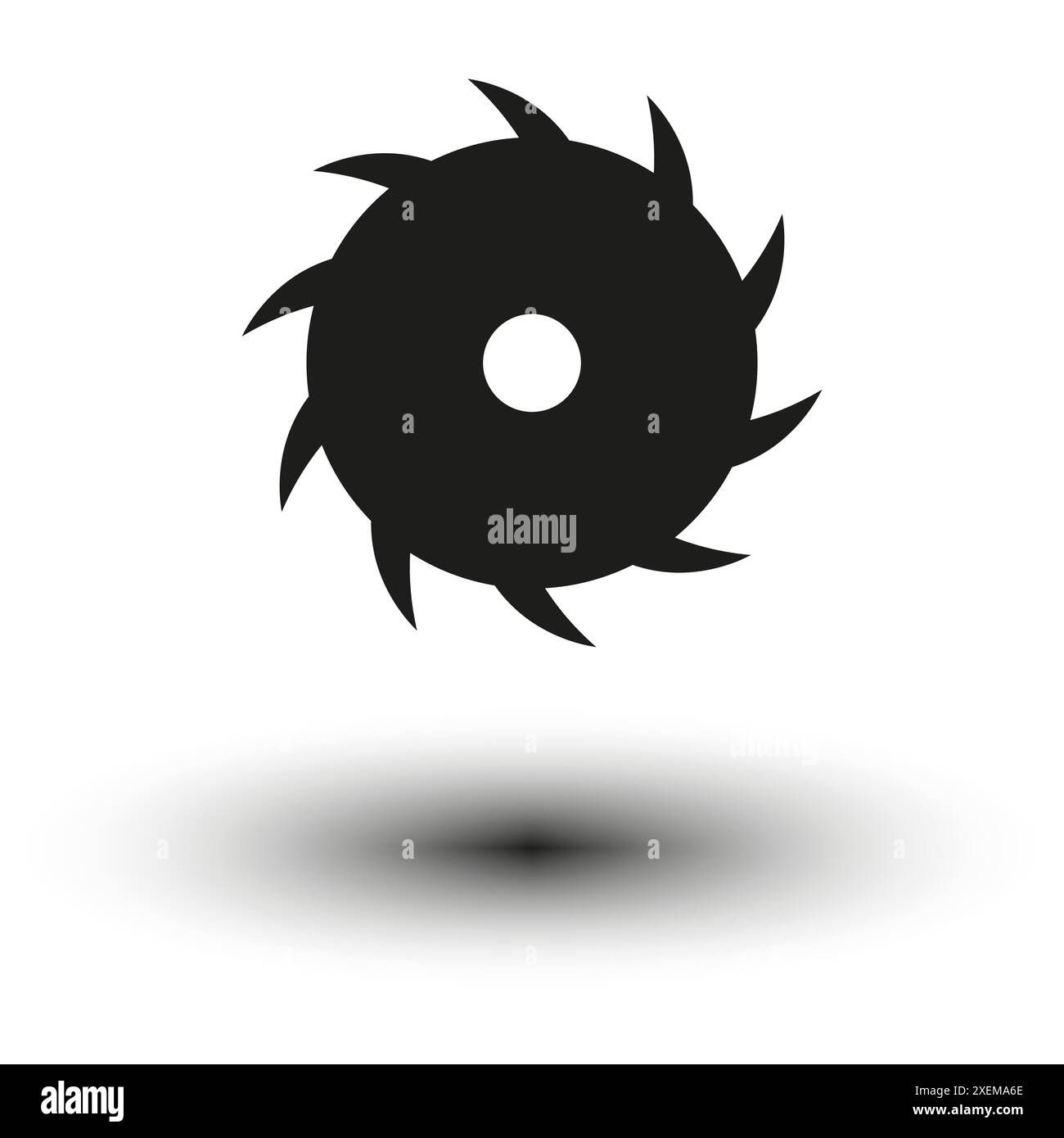 Circular saw blade. Black silhouette icon. Shadow effect below ...