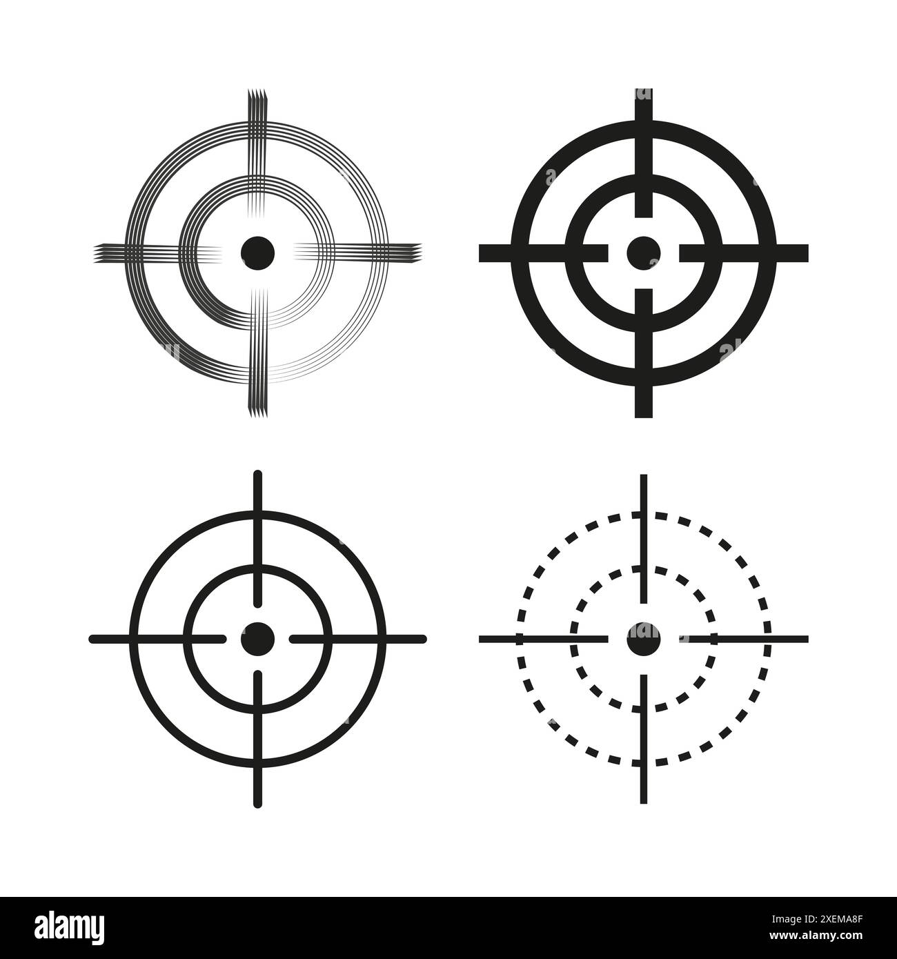 Target icons set. Crosshair symbols. Black and white vector. Precision ...