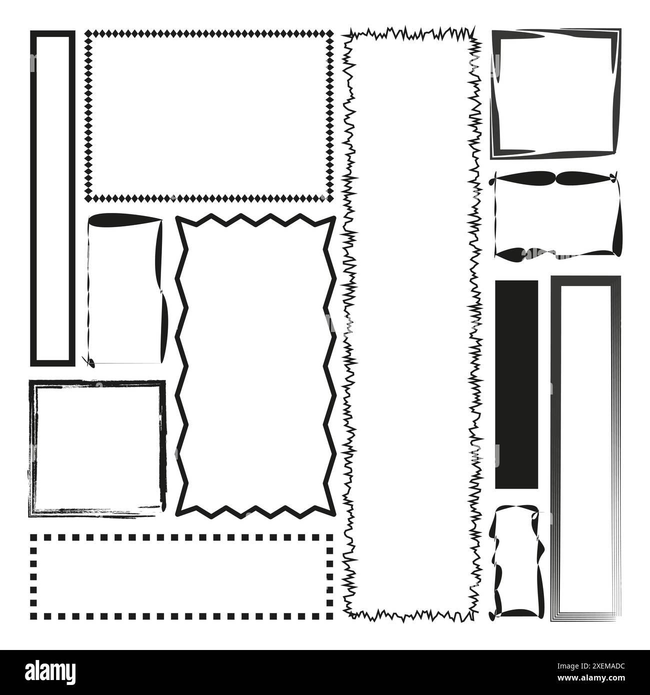 Abstract Rectangular Frames Varied Border Styles Black And White Vector Creative Design Set