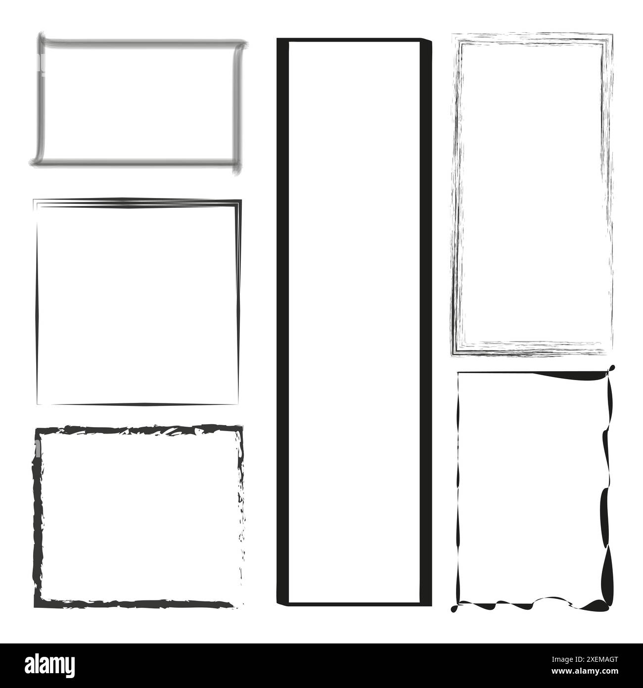 Decorative frame set. Various border styles. Black and white contrast ...