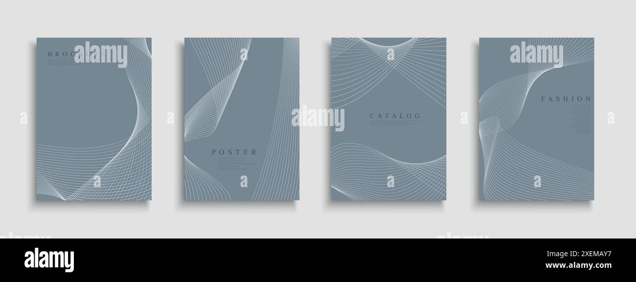 Set of blue abstract striped covers, templates, backgrounds, placards ...