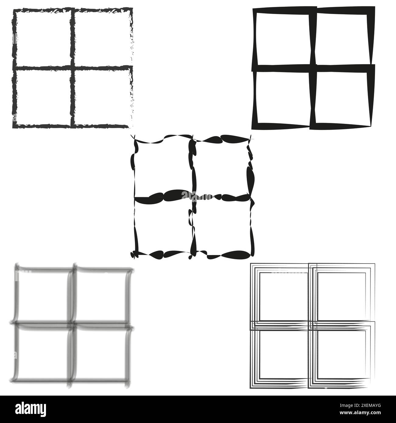 Abstract window icons. Distorted frame shapes. Black and white contrast. Vector illustration ...