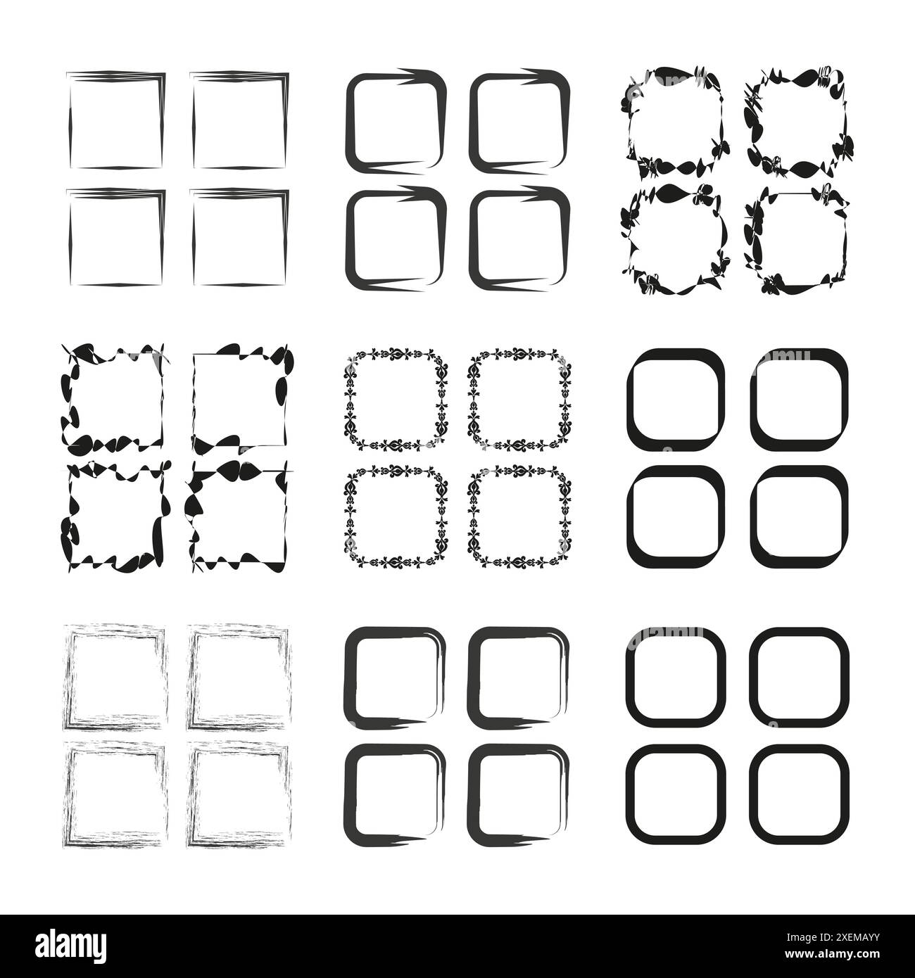 Decorative square frames. Artistic border designs. Black and white ...