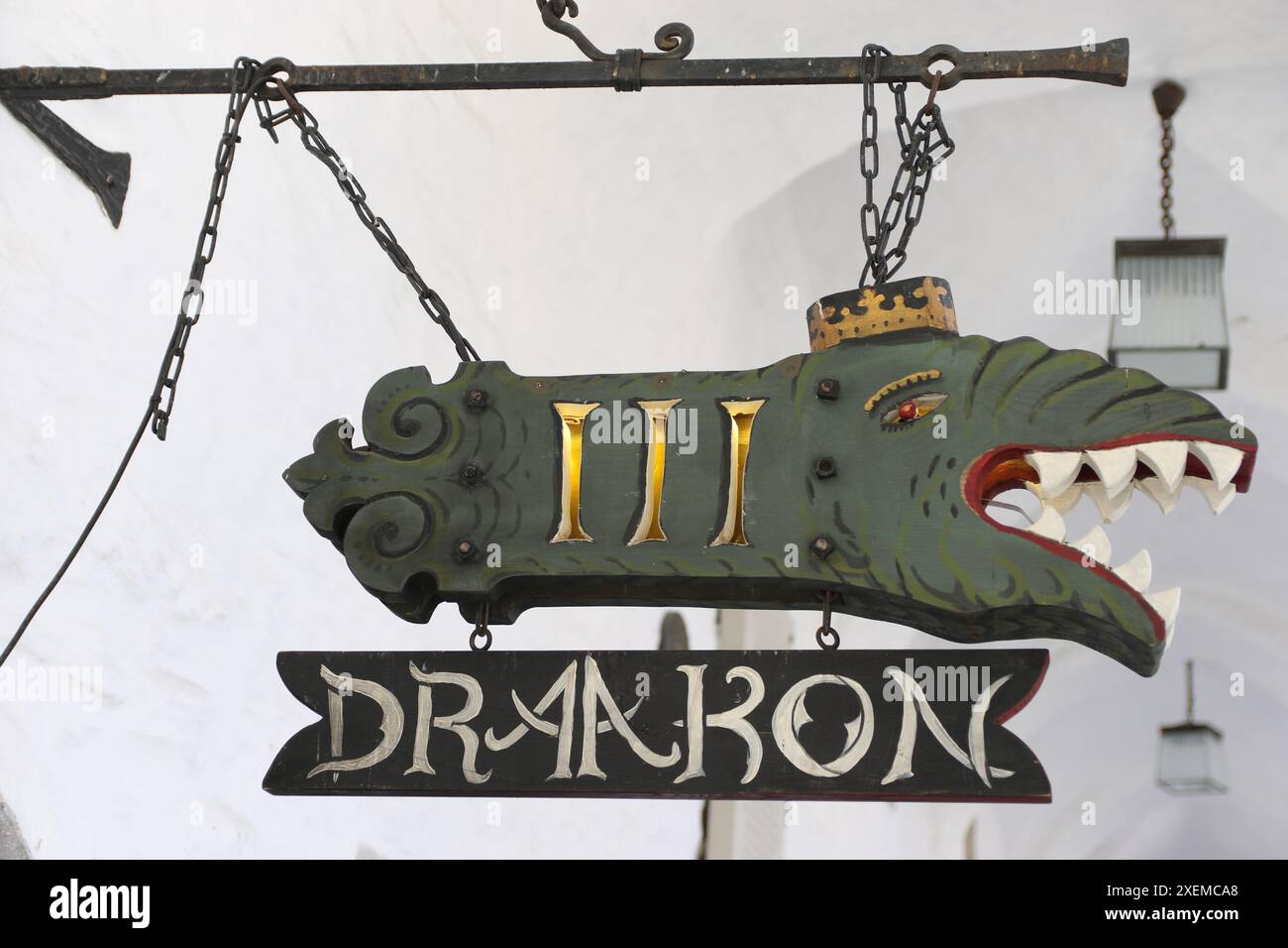 III Draakon Tavern Medieval Restaurant sign in Tallinn, Esonia Stock ...