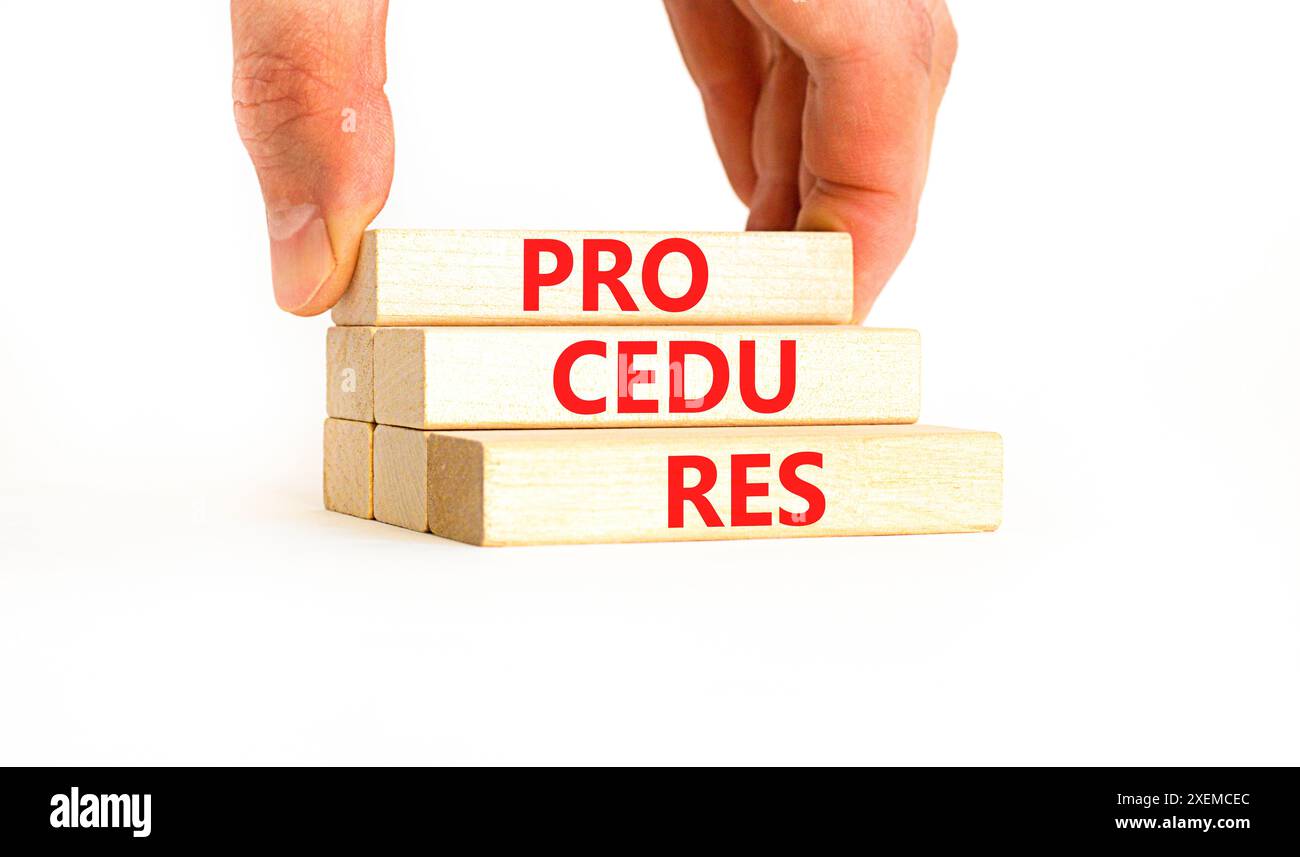 Procedures symbol. Concept word Procedures on beautiful wooden blocks ...