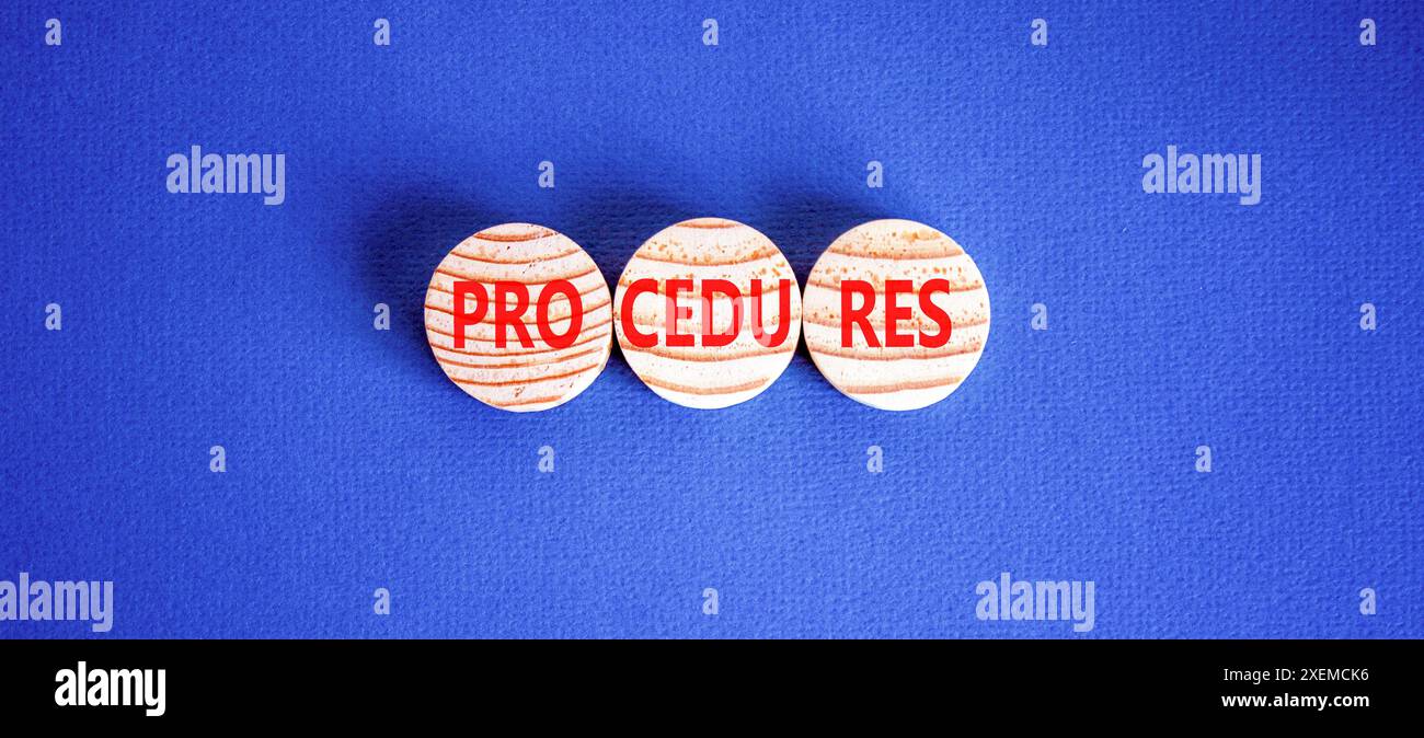 Procedures symbol. Concept word Procedures on beautiful wooden circles ...