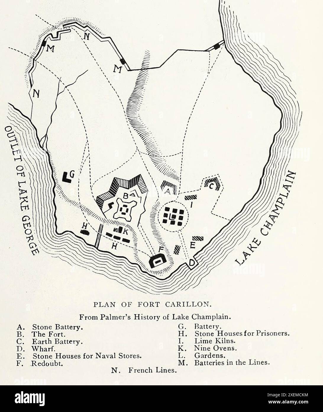 Plan of Fort Carillon during the American Revolution Stock Photo - Alamy