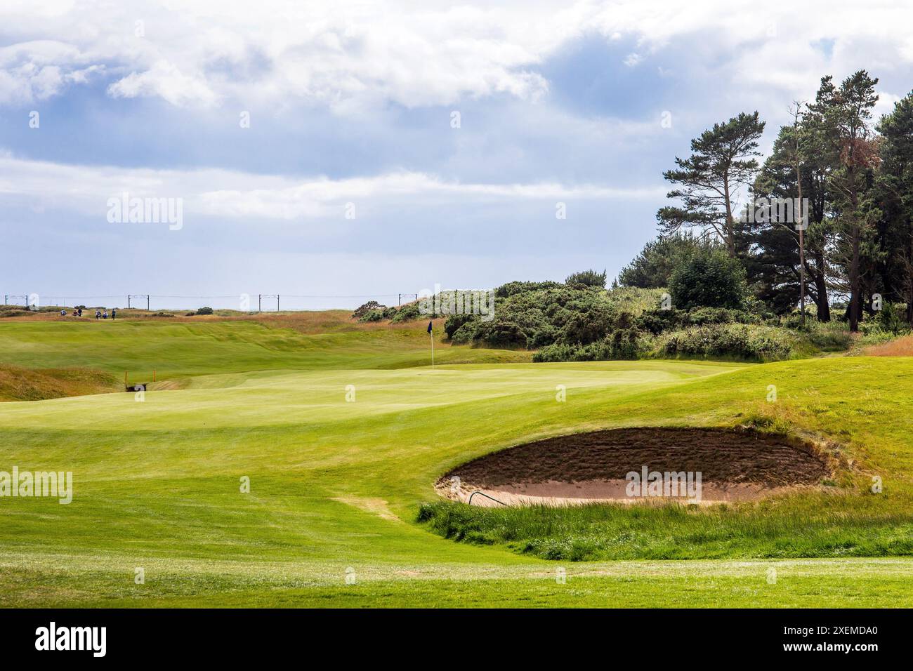 18th green at Dundonald Links golf club, Irvine, Ayrshire, Scotland, UK ...