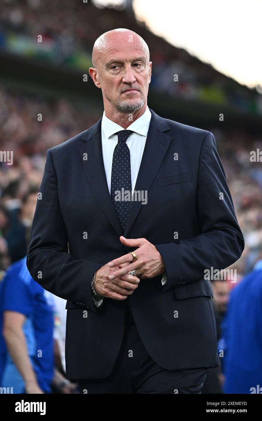 STUTTGART, GERMANY - JUNE 23: Marco Rossi, the manager of Hungary looks ...