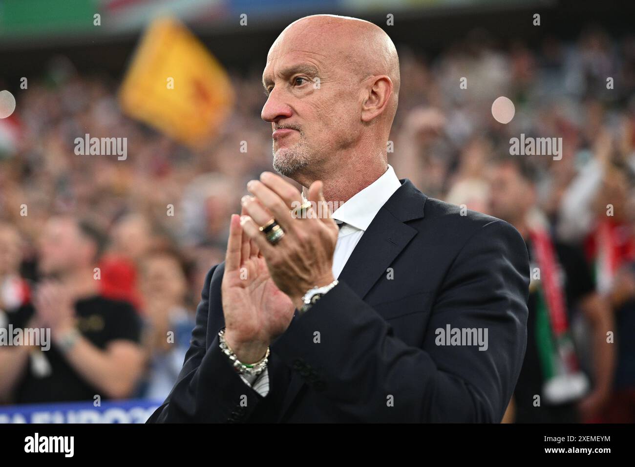 STUTTGART, GERMANY - JUNE 23: Marco Rossi, the manager of Hungary looks ...