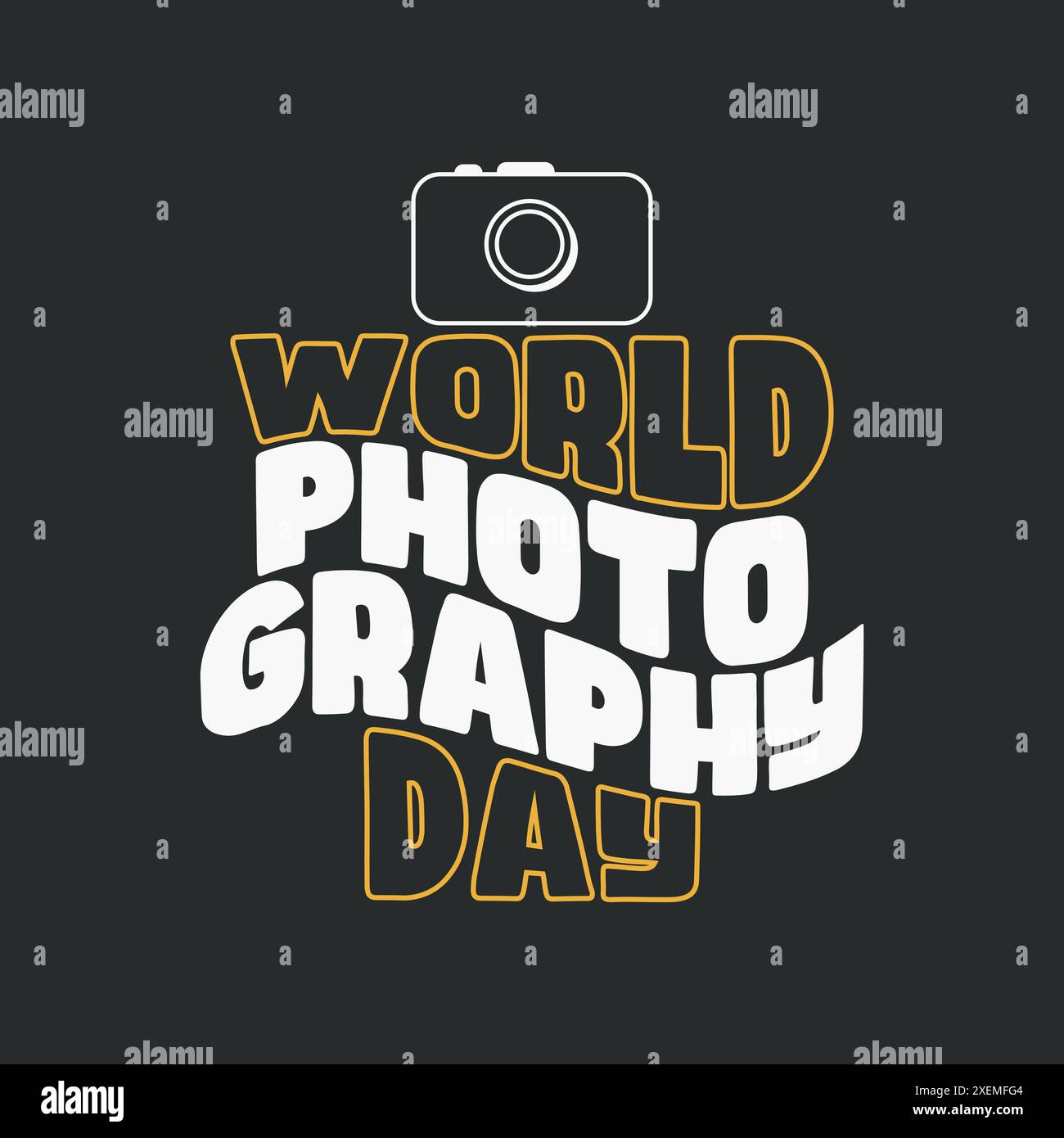 World photography day typography template design with a camera lens ...