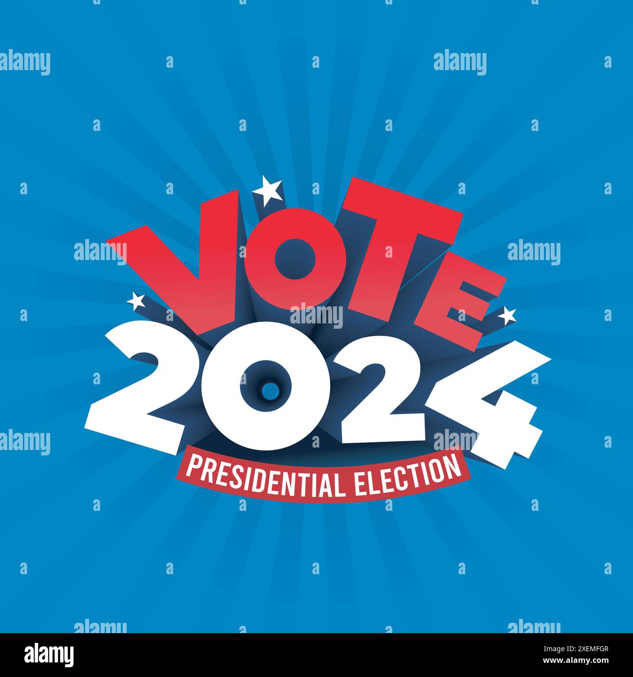 Vote 2024 USA Presidential Election 3d typography template design ...