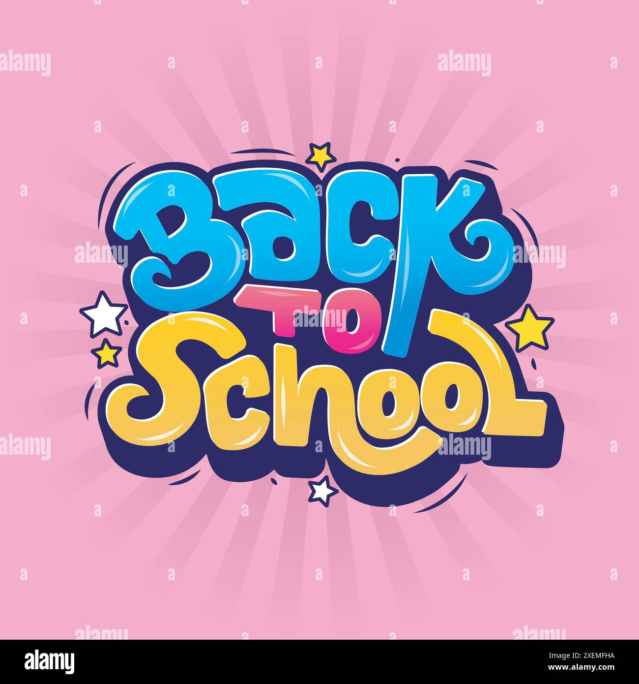 Back to school colorful typography vector illustration. Editable text ...