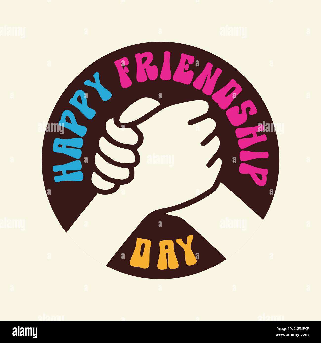 Happy Friendship day colorful typography with a handshake vector illustration. Friendship day ...