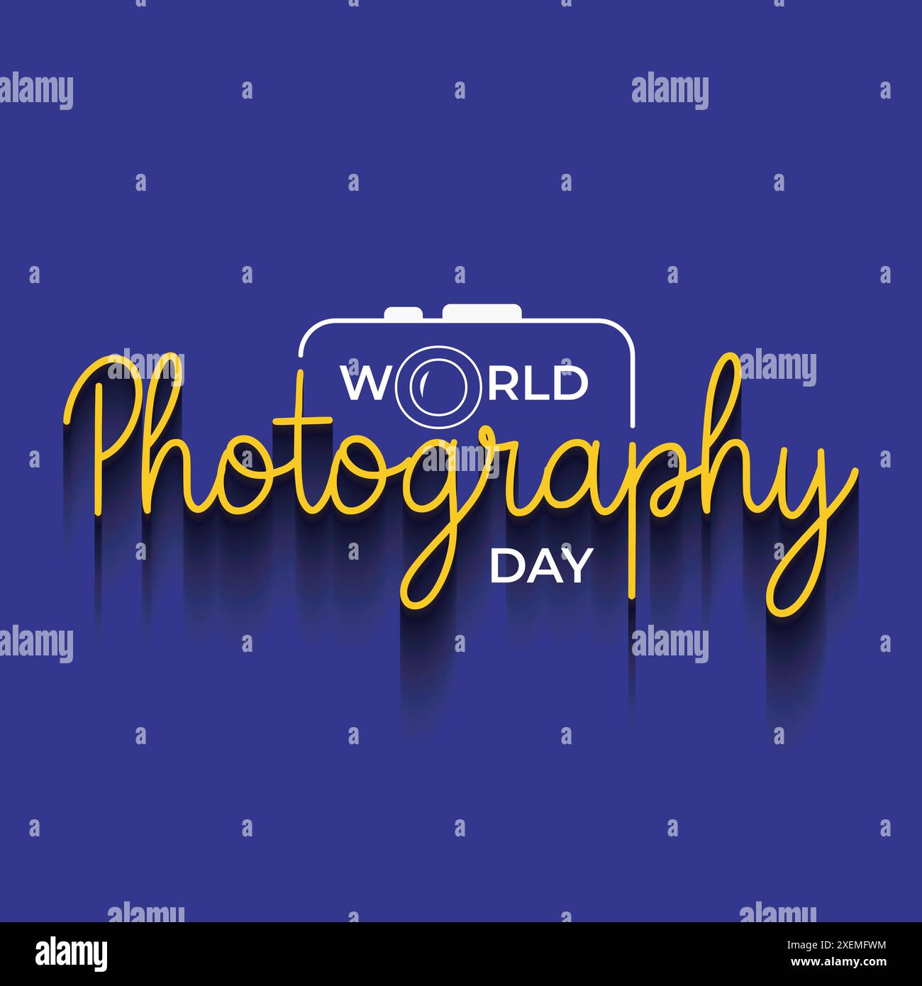 World photography day typography template design with a camera lens ...