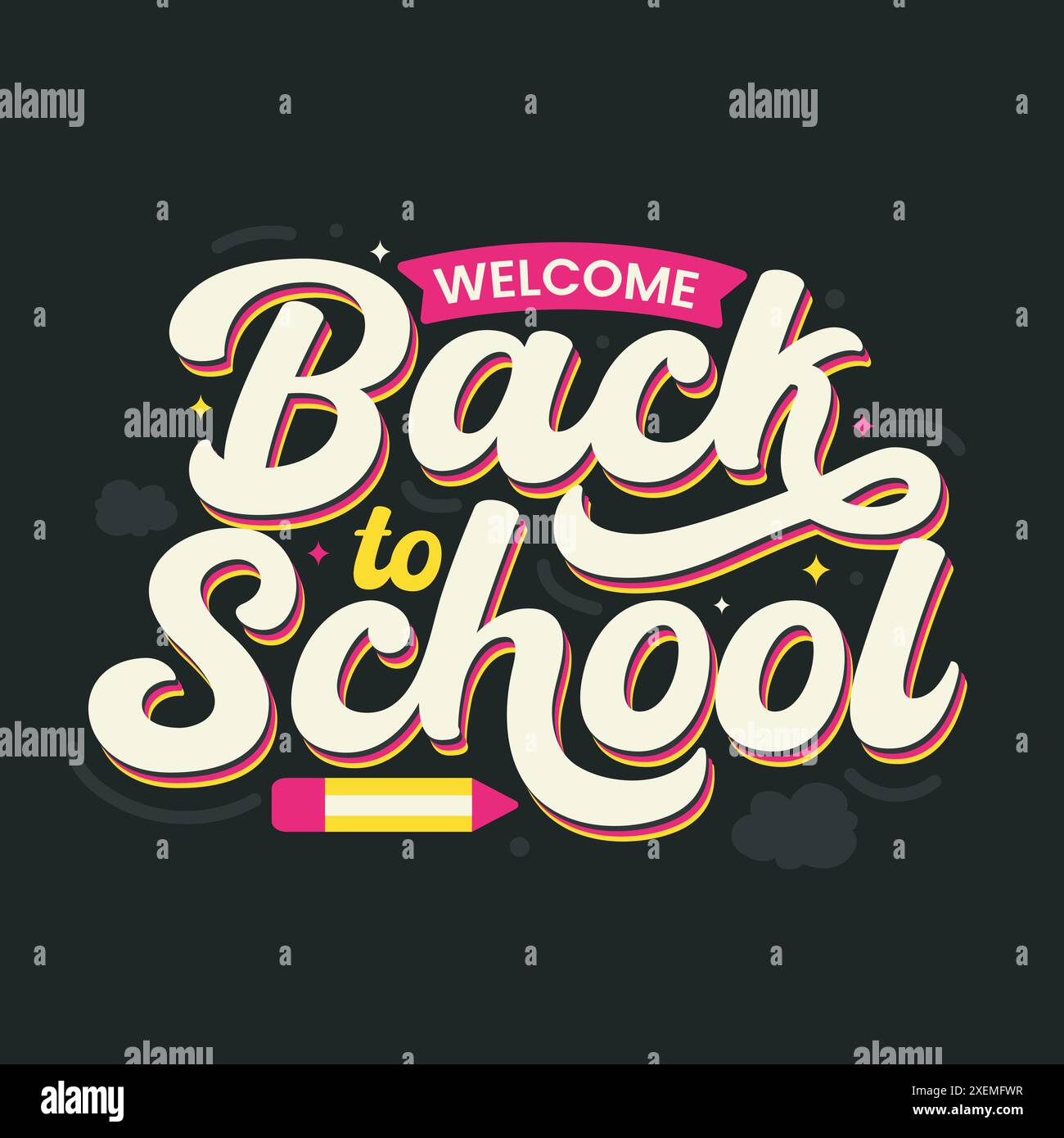 Welcome Back to school retro typography template, poster, banner ...