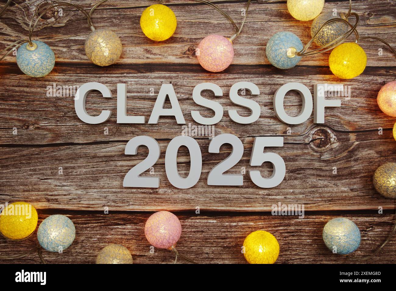 Class of 2025 alphabet letters with LED cotton balls decoration on ...