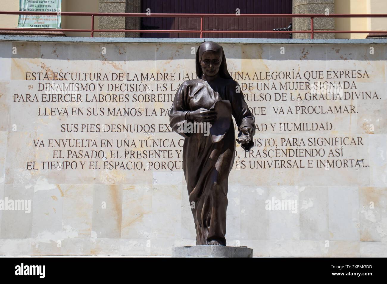 Medellin, Colombia - January 17, 2024: Statue of the Holy Mother Laura ...